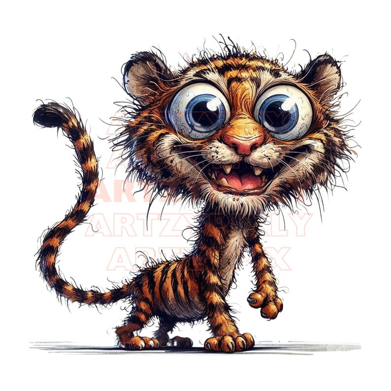 36 Slim Animals Clipart Bundle – Quirky Watercolor Cartoon Pngs ...