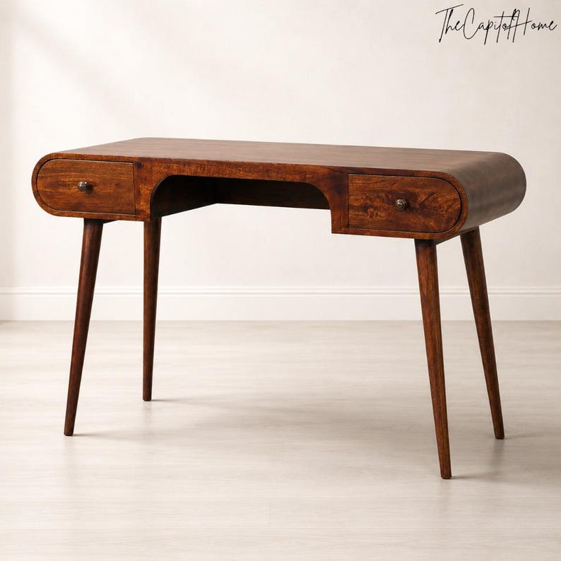 Solid Wood Desk, Chestnut Writing Table, Modern Rustic Home Office ...