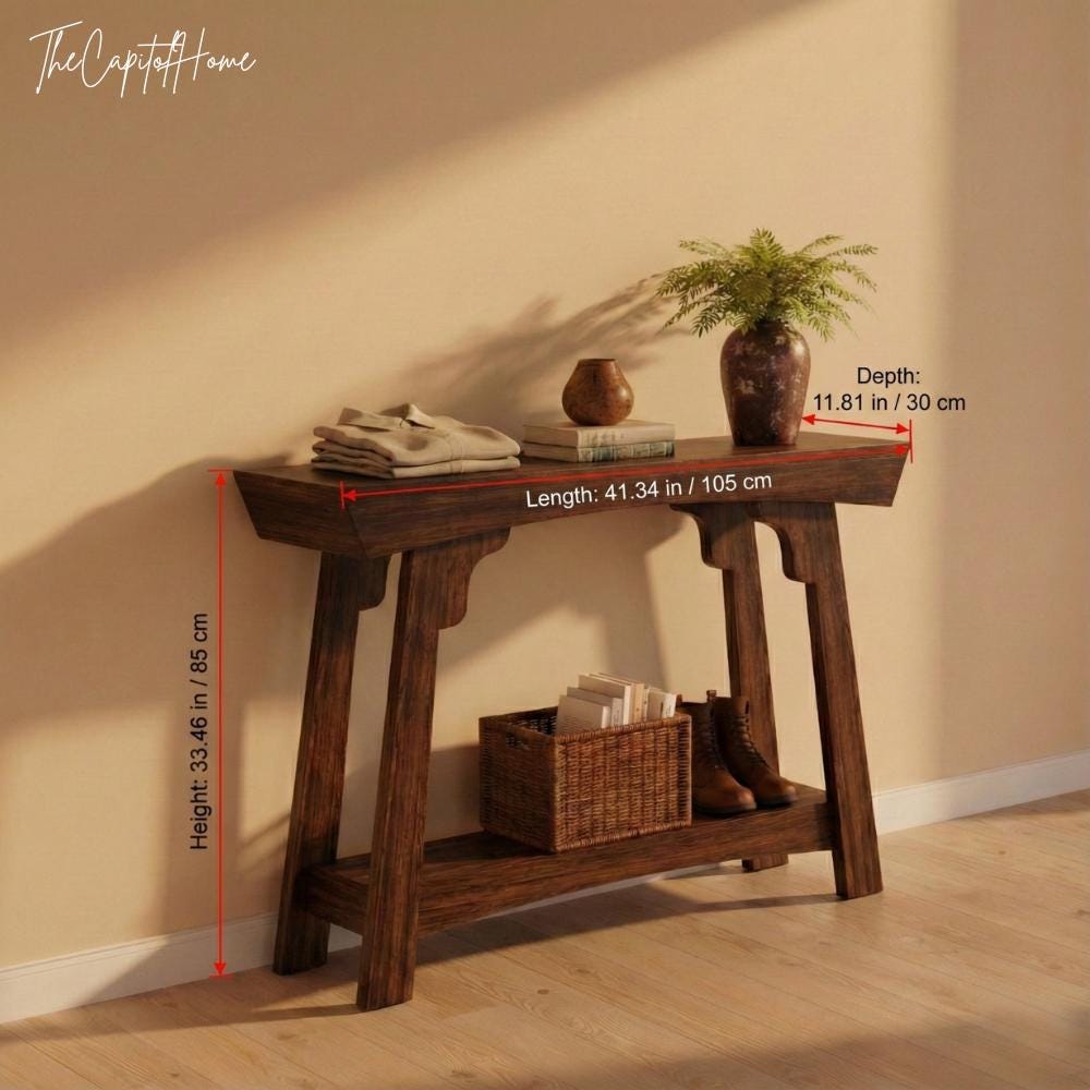 Rustic Farmhouse Console Table | Narrow Entryway Storage Shelf | Slim ...