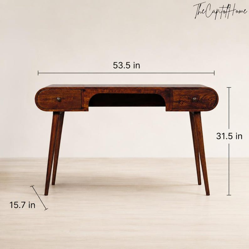 Solid Wood Desk, Chestnut Writing Table, Modern Rustic Home Office ...