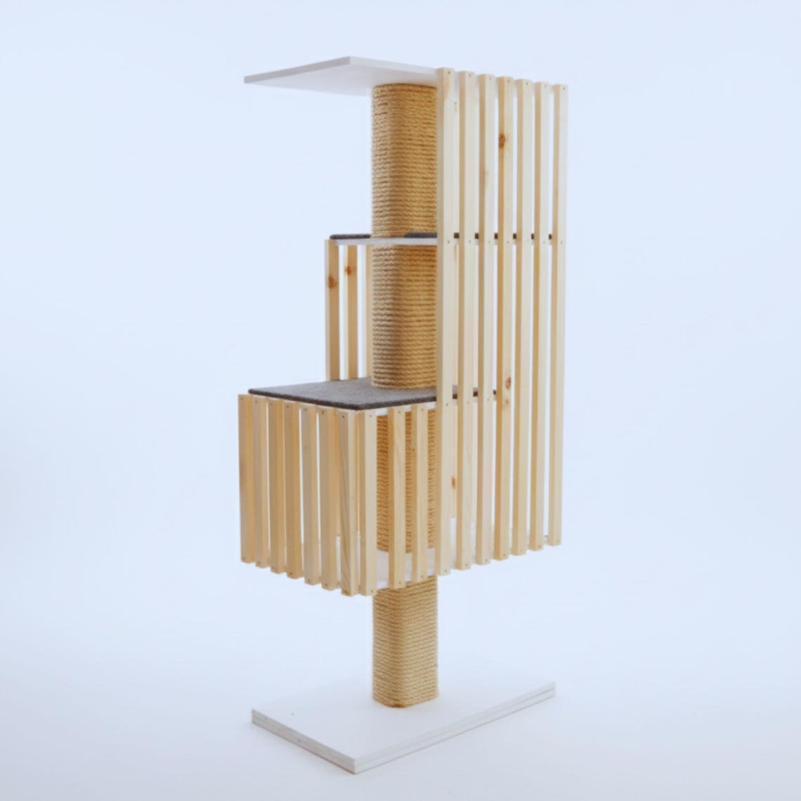 Mid Century Modern Cat Tree Plan, DIY Wooden Cat Tower, Minimalist Cat ...