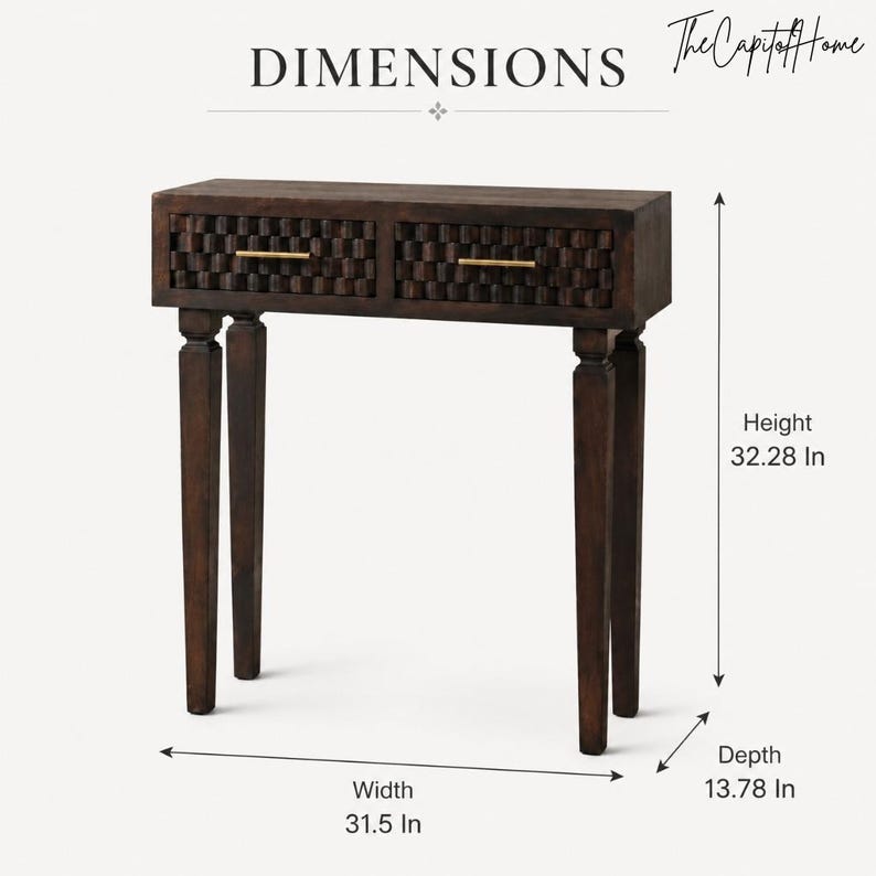 Carved Mango Wood Console Table, Japandi Entryway and Hallway Furniture ...