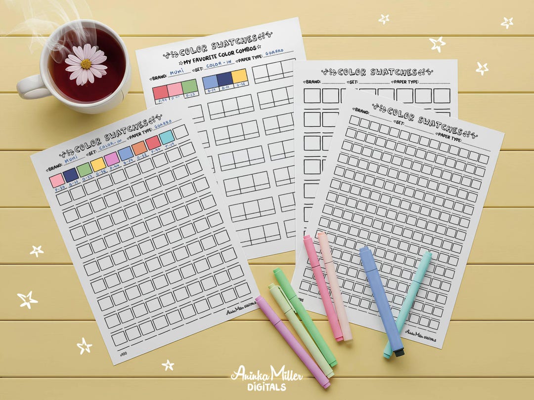 Basic and Simple Color Swatch Chart for Alcohol Markers and Other Art ...