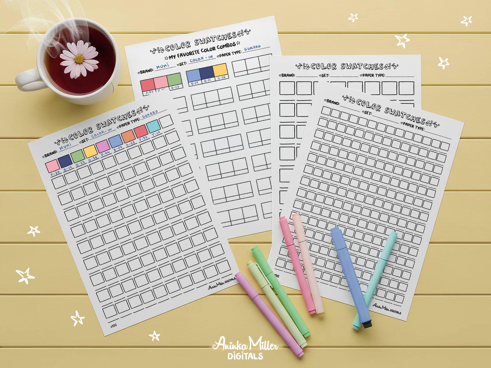 Basic and Simple Color Swatch Chart for Alcohol Markers and Other Art ...