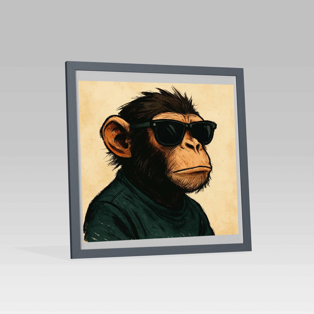 AI Sunglasses Monkey Poster– Digital Art | Futuristic AI Face - Etsy