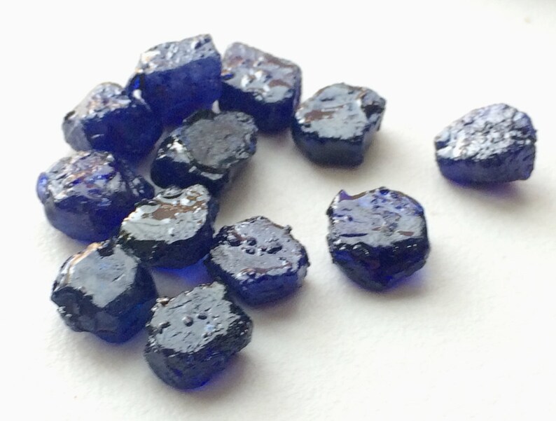 8 10mm Blue Sapphire Glass Filled Rough Raw Sapphire Etsy