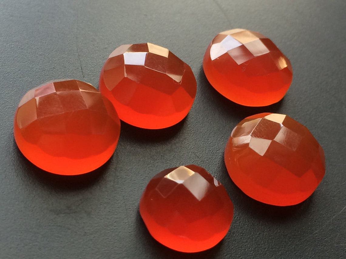 7-14mm Carnelian Orange Chalcedony Rose Cut Cabochon, 5 Pcs Orange ...