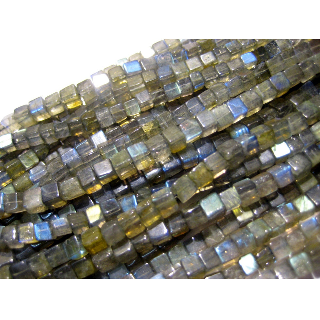 5mm Labradorite Plain Box Beads, Natural Labradorite Cube Beads ...