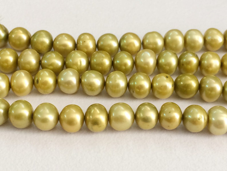 7-7.5mm Yellow Gold Color Pearls Natural Fresh Water Rondelle | Etsy