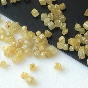 3.5-4mm Yellow Perfect Cube Rough Diamonds, Tiny Undrilled Natural ...