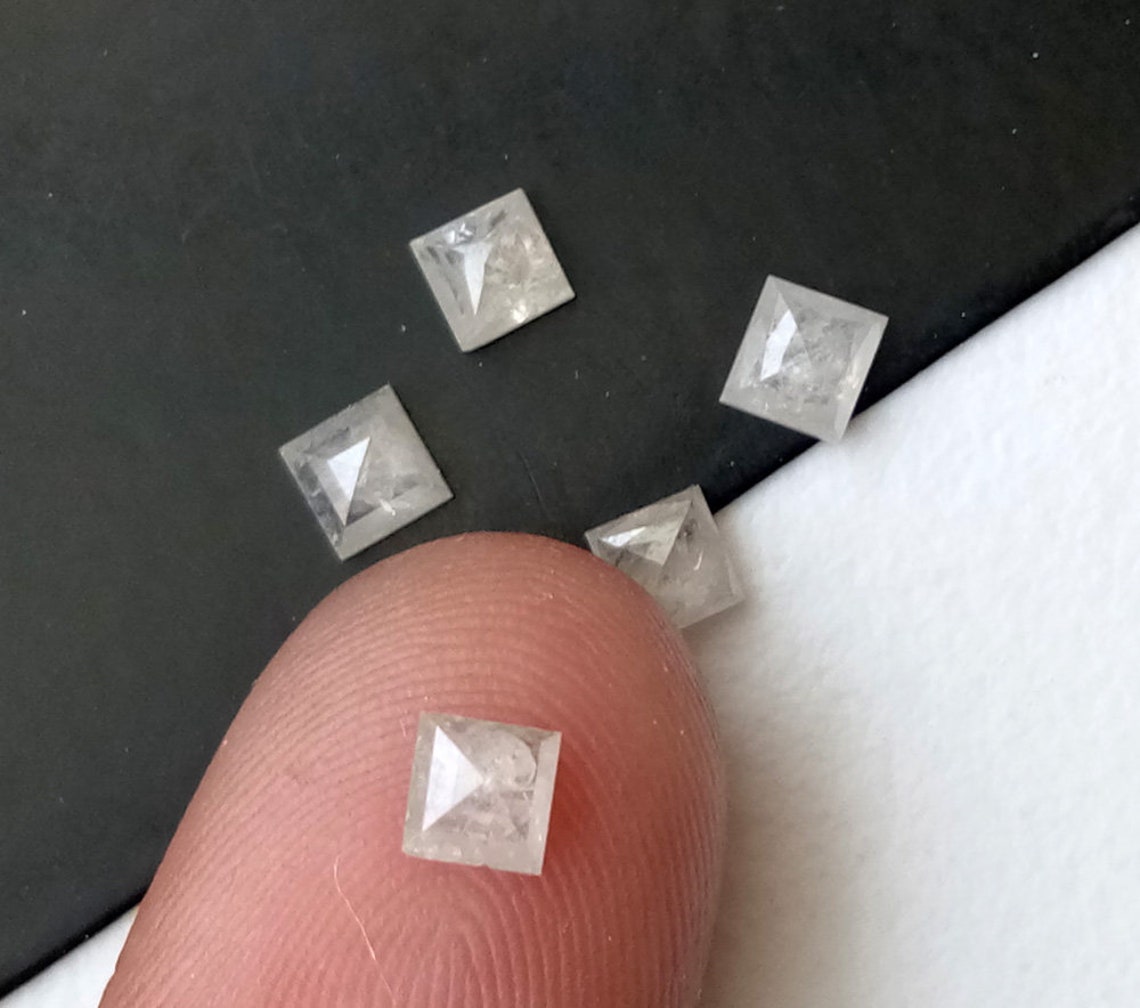 3.2-3.5mm White Diamond Princess Cut Natural White Sparkling - Etsy