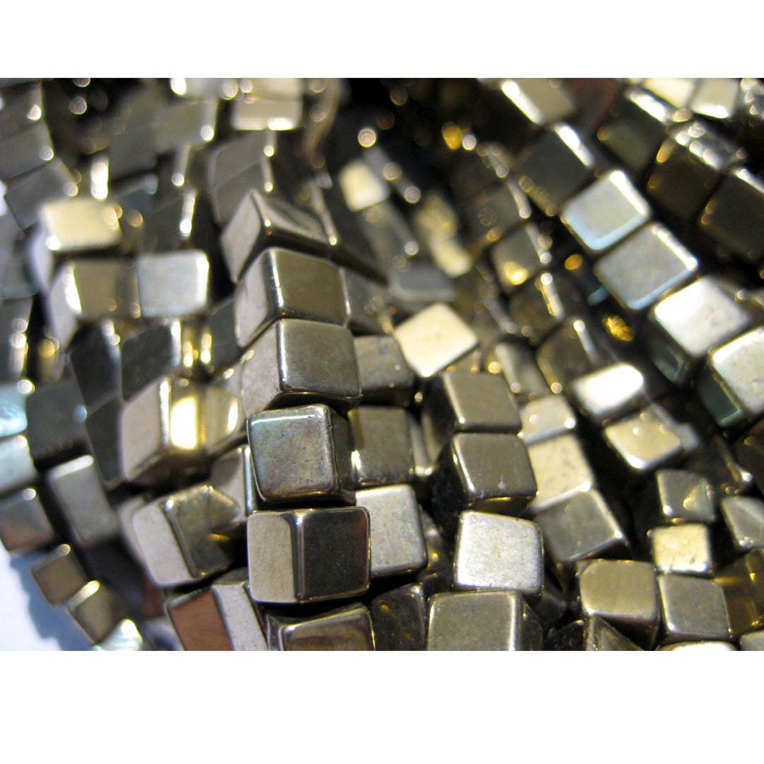 6mm Pyrite Plain Box Beads, Natural Pyrite Cube Beads, Natural Pyrite ...