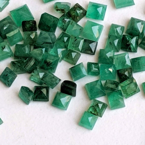 3-4mm Emerald Princess Cut Stones Natural Emerald Princess | Etsy