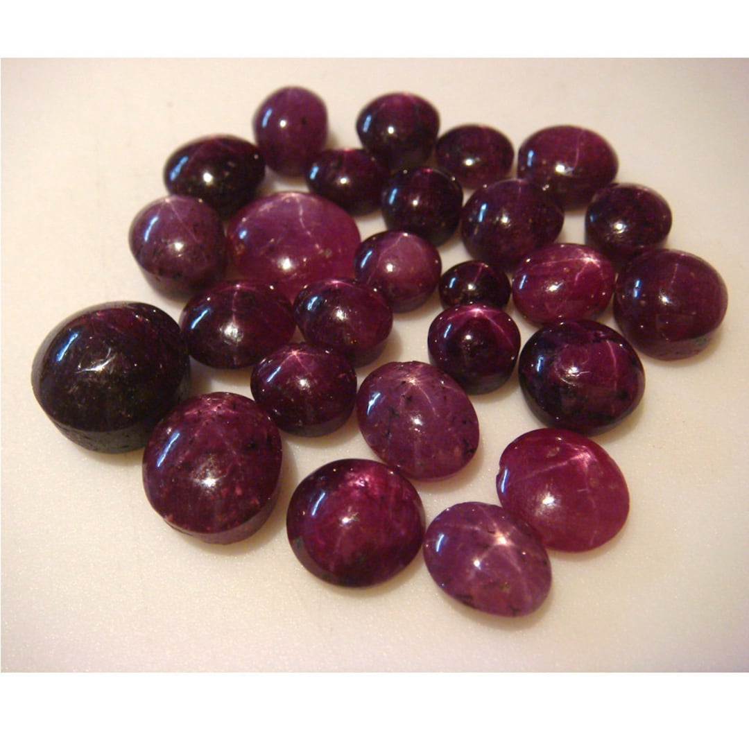 8-12mm Star Ruby Cabachon, Natural Star Ruby, 5 Pieces Star Ruby ...