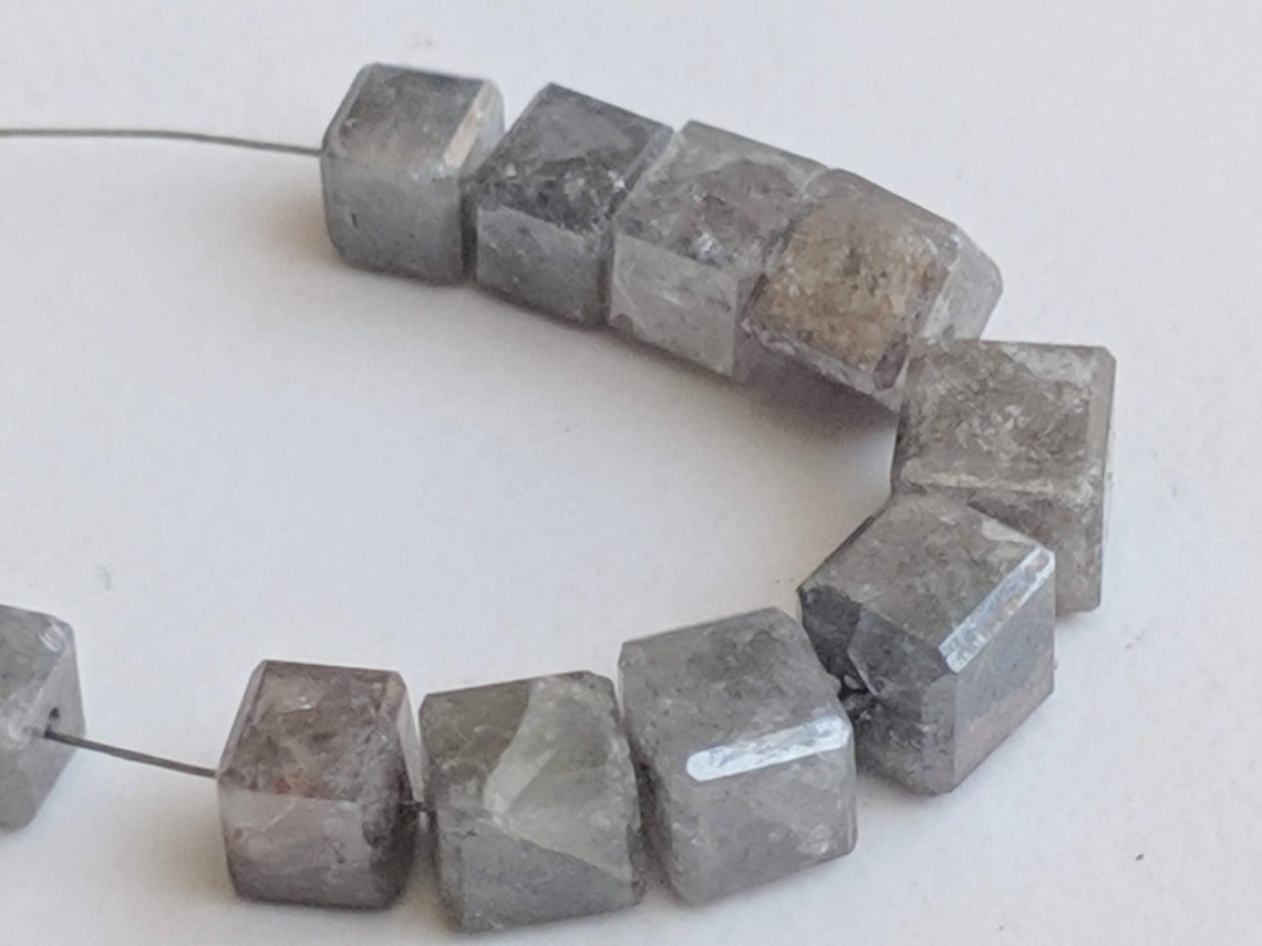 3.8-4.4mm Grey Sparkling Diamonds Box Cubes Natural Polished | Etsy