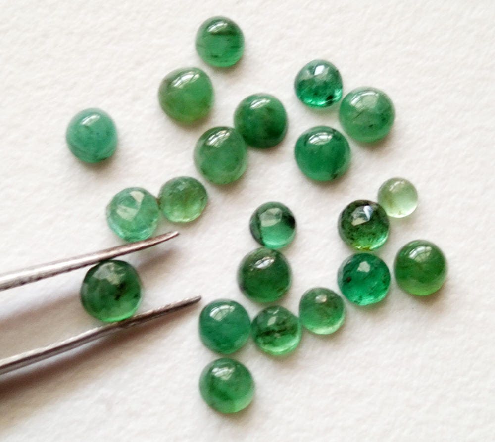 2-3mm Emerald Plain Round Cabochons, 10 Pcs Loose Emerald Green ...