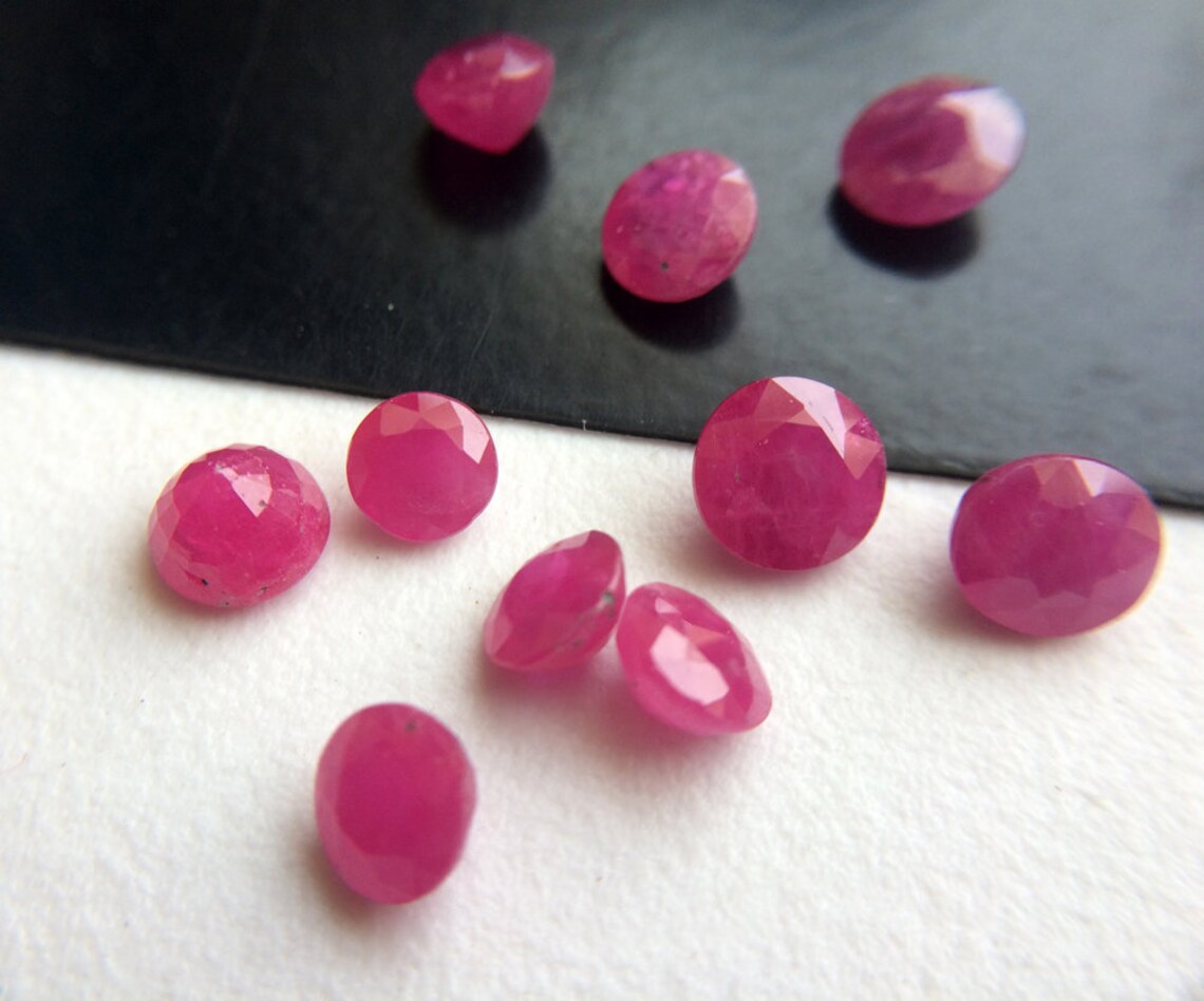 5.4-5.8mm Ruby Round Cut Stones 4 Pieces Natural Johnson - Etsy
