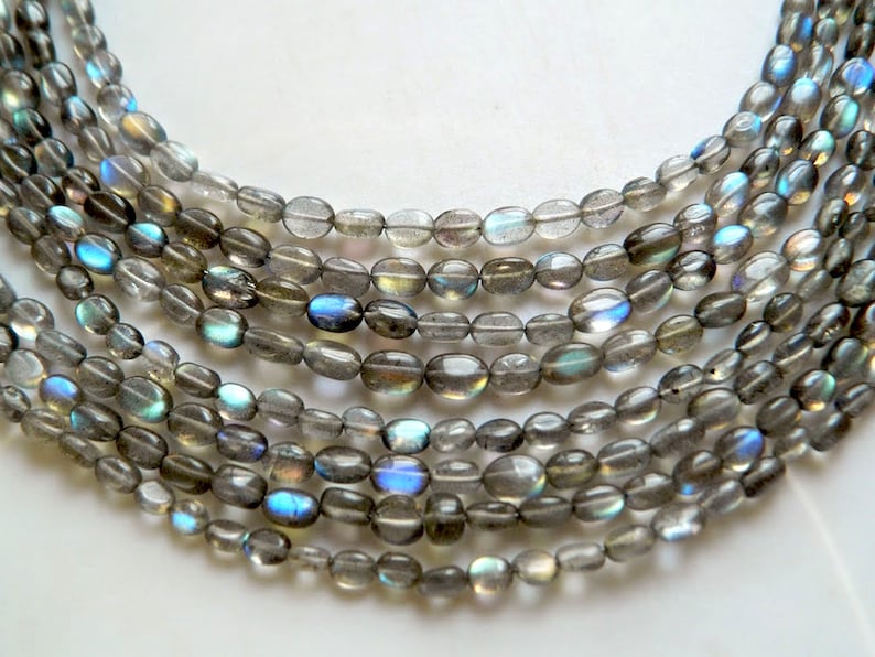 4-6mm Labradorite Plain Oval Beads Blue Fire Gemstones | Etsy