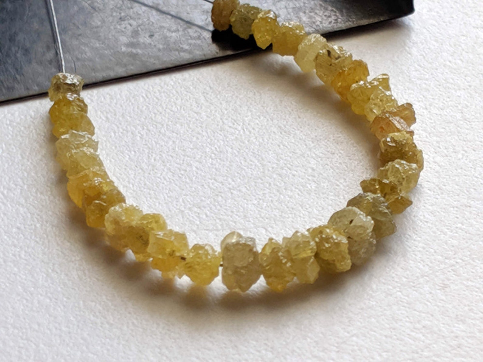 3.5-5mm Raw Yellow Diamond Beads, Natural Rough Yellow Diamond Beads ...