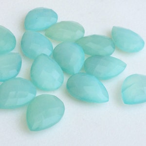 13x18mm Aqua Blue Chalcedony Faceted Pear, Double Side Faceted Blue ...