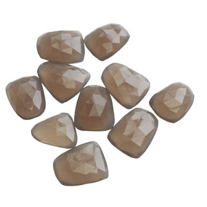 16-19mm Grey Chalcedony Rose Cut Cabochons, Flat Back Grey Chalcedony ...