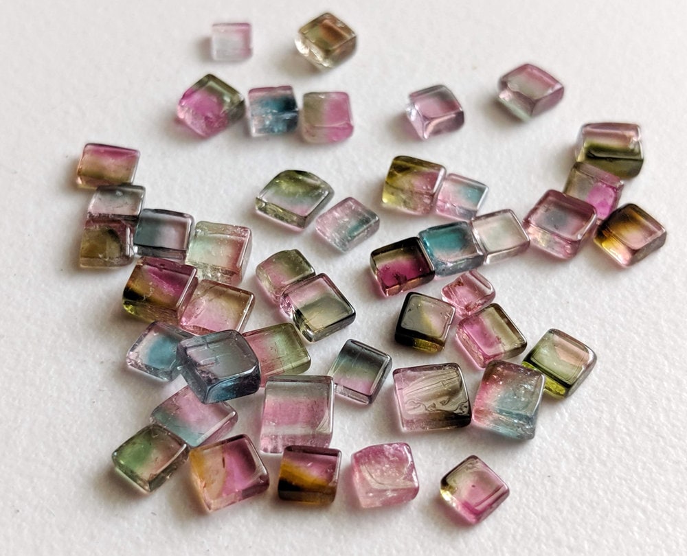 3-4.5mm Multi Tourmaline Plain Square 5 Pcs Natural Bio - Etsy