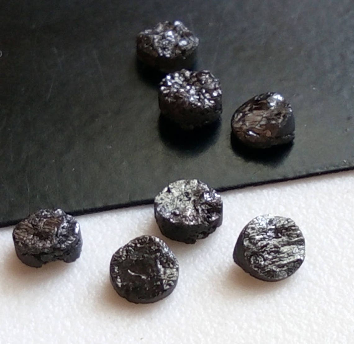 7-7.3mm Black Rough Diamond Discs Natural Black Diamond Tyre - Etsy