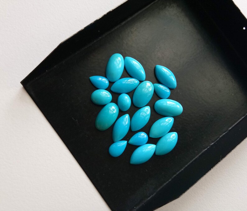 5x7mm-7x12mm Arizona Turquoise Cabochons, 5 Pcs Natural Arizona ...