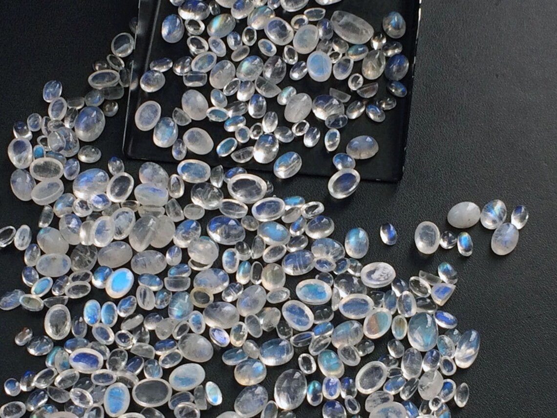 3x4mm-8x10mm Rainbow Moonstone Oval Plain Flat Back Cabochons | Etsy