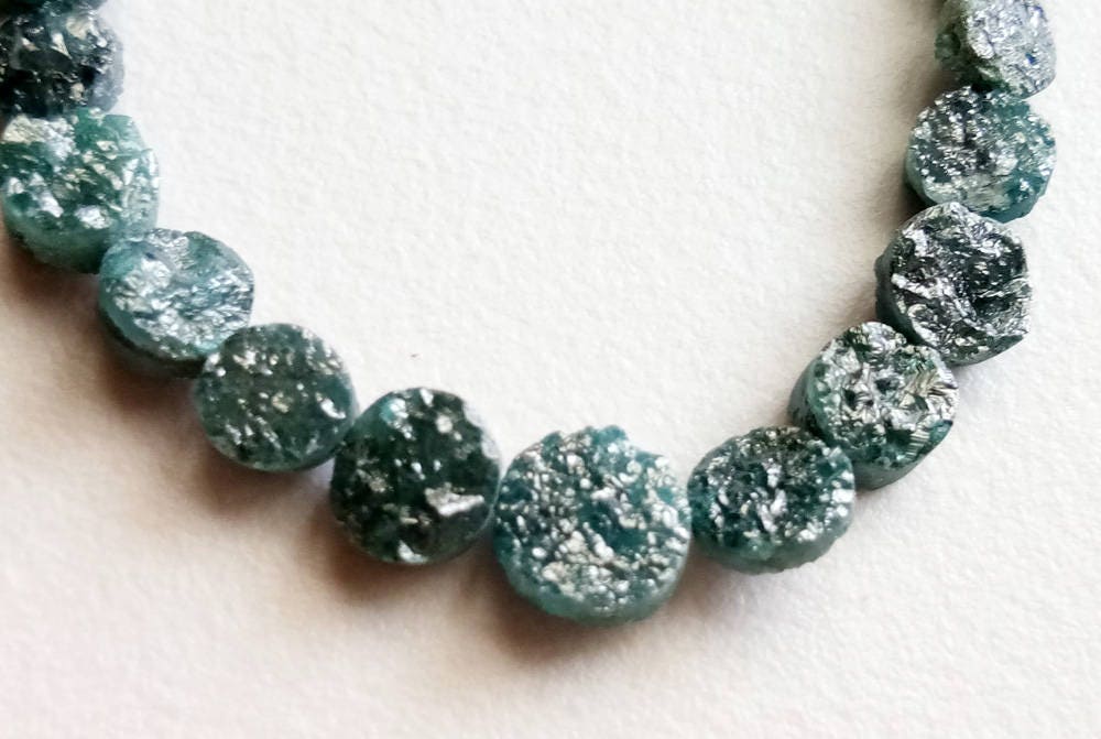 4-5mm Drilled Blue Button Shaped Raw Diamonds, Blue Color Conflict Free ...