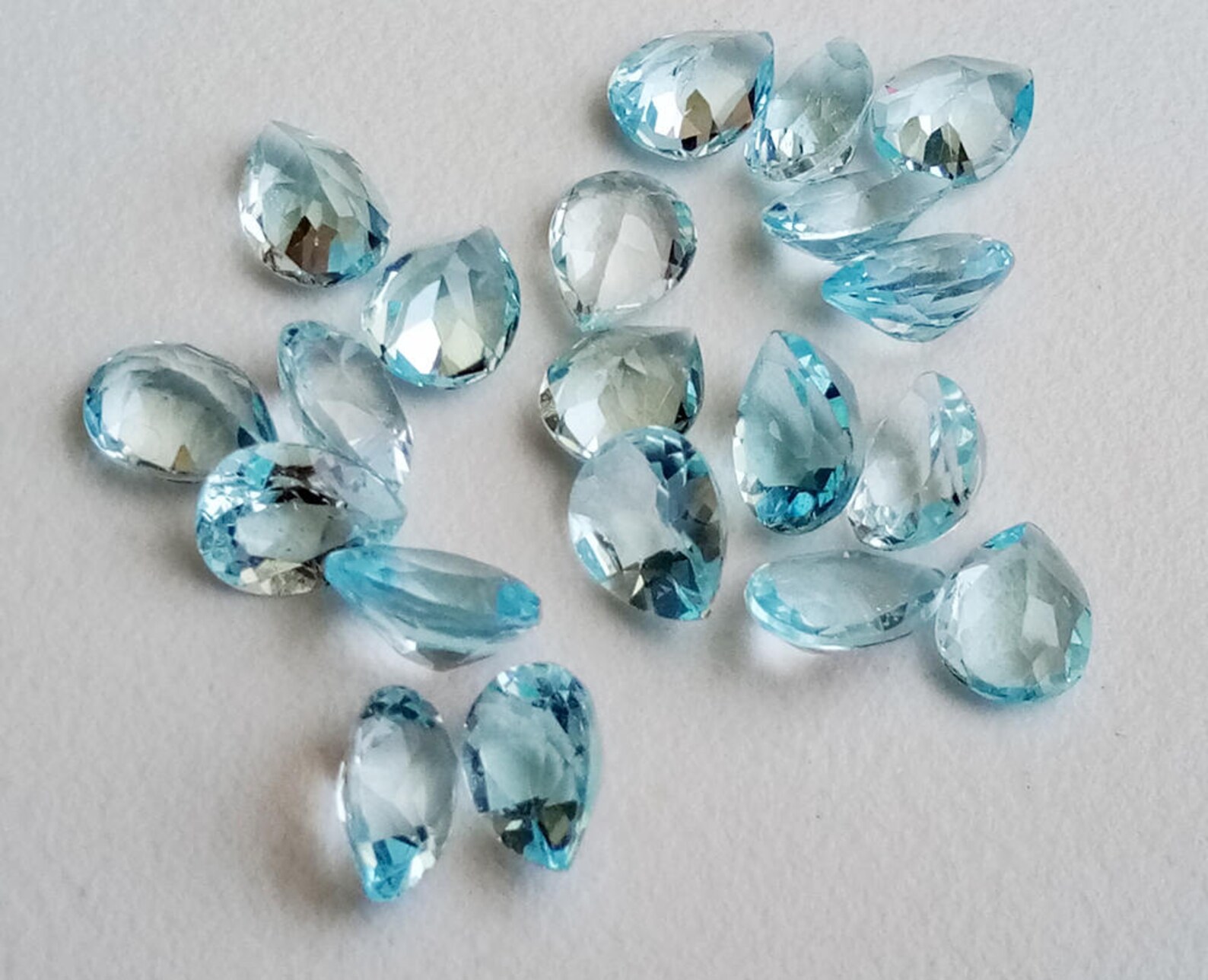 6x8mm Blue Topaz Pear Cut Stone Natural Blue Topaz Full Pear - Etsy