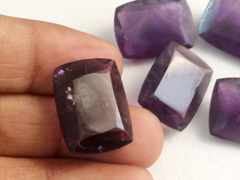 15x20mm Amethyst Stones Rectangle Table Cut Faceted Amethyst - Etsy