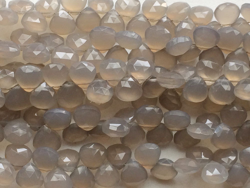 9mm Grey Chalcedony Grey Chalcedony Faceted Heart Beads Grey | Etsy