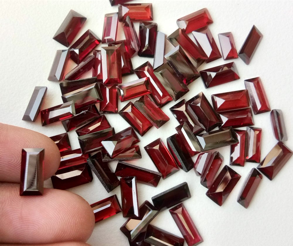 5x8mm - 5x13mm Approx. Garnet Emerald Cut Stone, Natural Faceted Garnet ...