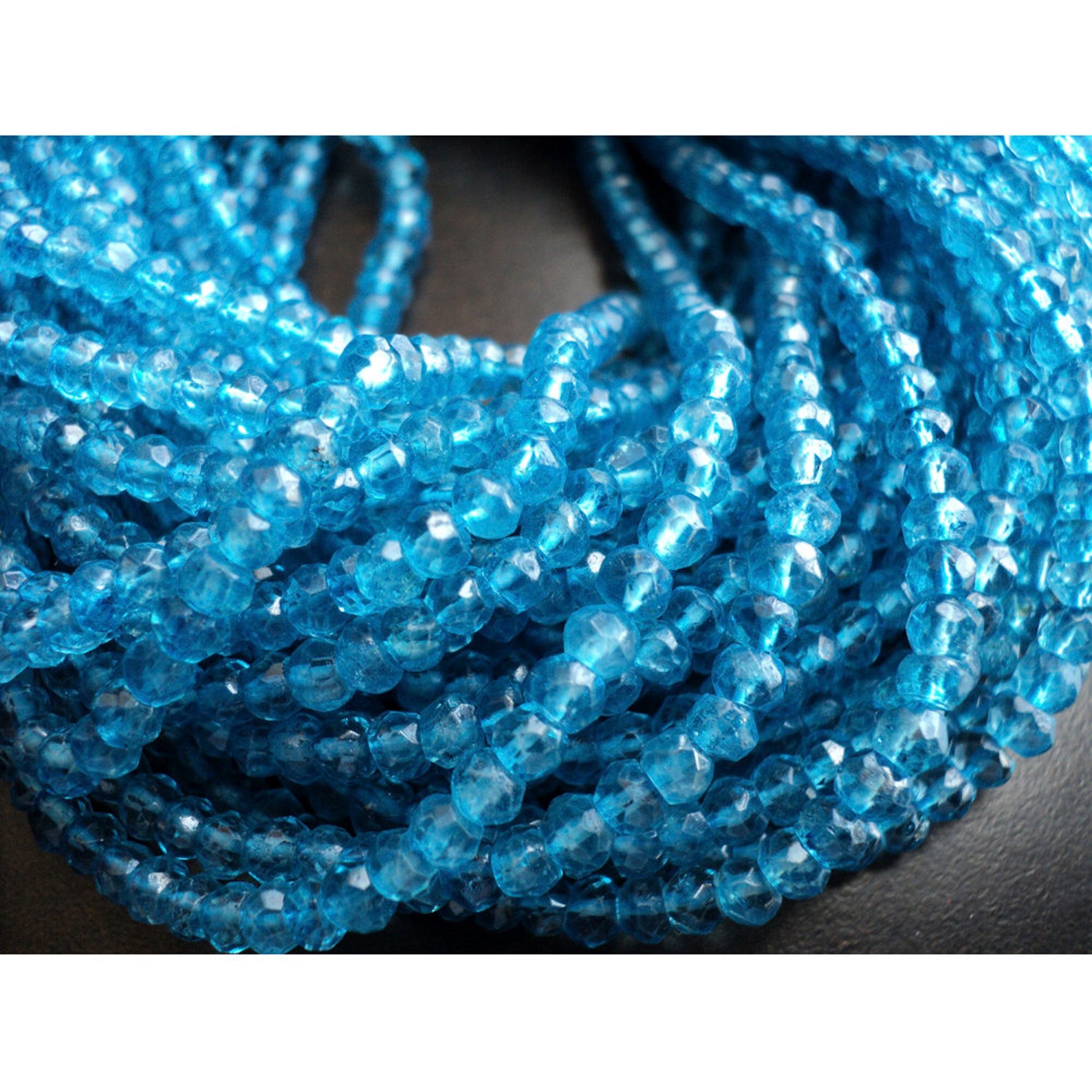 3-3.5mm Swiss Blue Topaz Coated Quartz Micro Faceted Rondelle, Blue ...