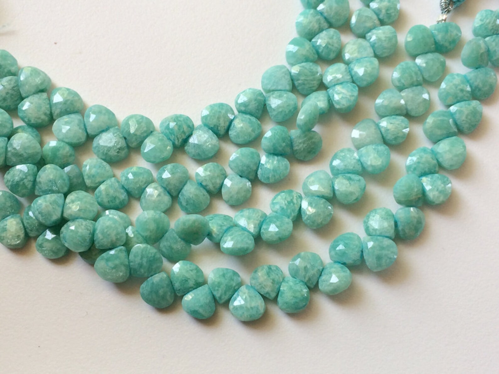 8.5mm Amazonite Faceted Heart Beads, Natural Amazonite Sea Foam ...