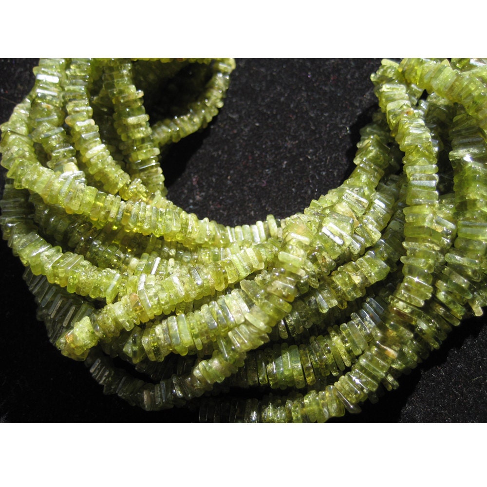 4mm Vessonite Heishi Beads, Natural Vessonite Spacer Beads, Green ...