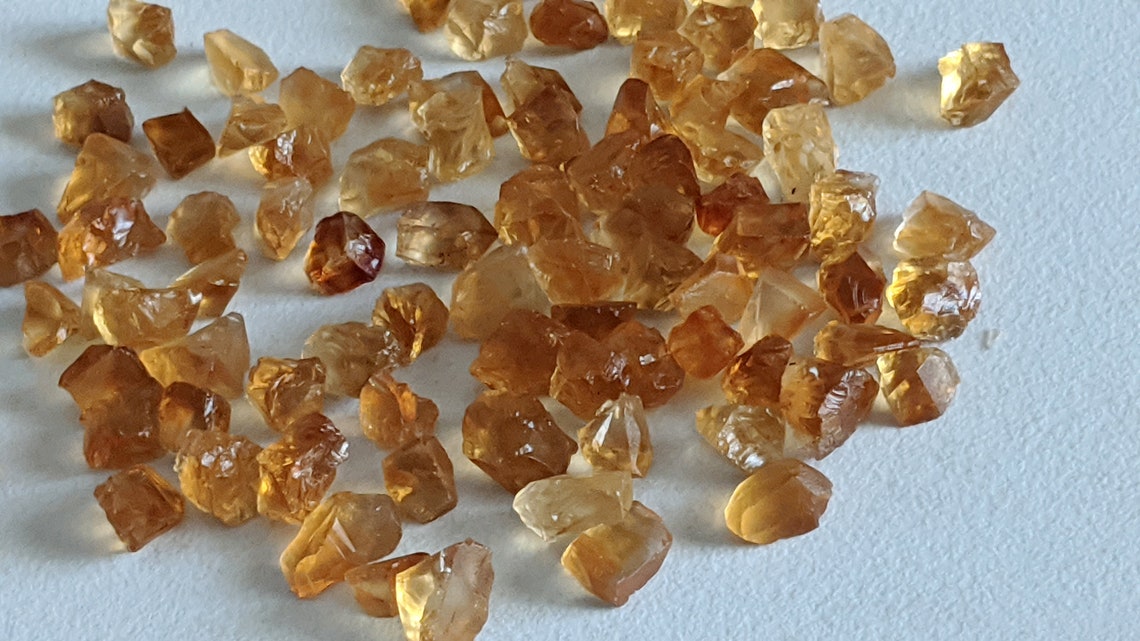 6-8mm Citrine Rough Stones, Raw Citrine, Loose Rough Citrine Gemstones ...