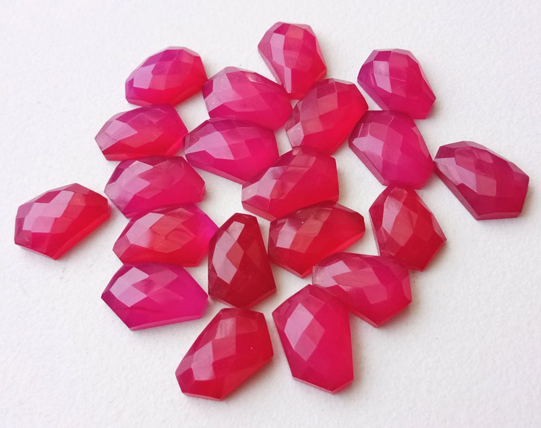 14-15mm Hot Pink Chalcedony Fancy Cabochon, 5 Pcs Hot Pink Chalcedony ...