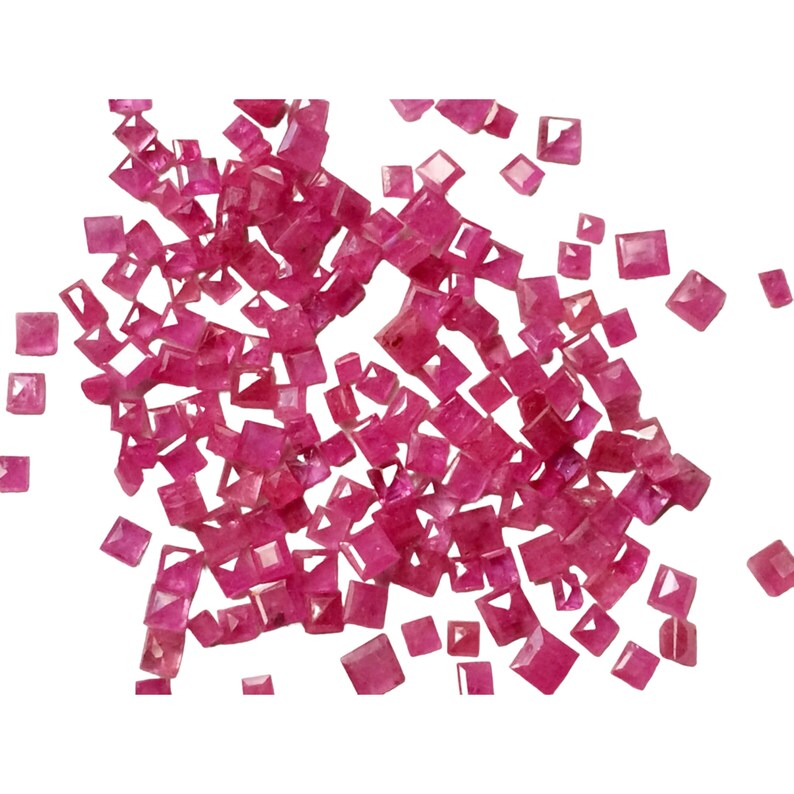 2-4mm Ruby Princess Cut Stones, Natural Loose Ruby Square Gems, Faceted ...