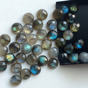10mm Labradorite Rose Cut Round Flat Back Cabochons, Labradorite Flat ...