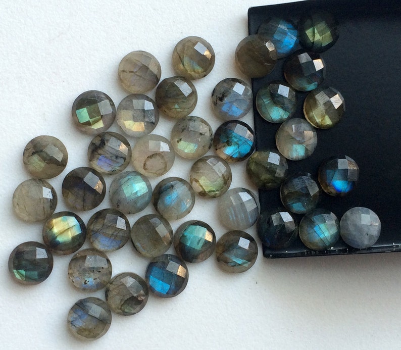 10mm Labradorite Rose Cut Round Flat Back Cabochons, Labradorite Flat ...