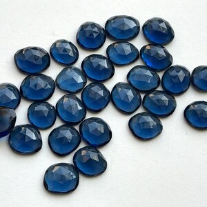 15-17mm Sapphire Blue Hydro Quartz Color Flat Back Cabochons Rose Cut ...