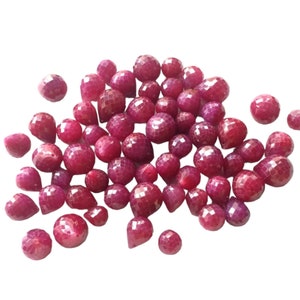 8-12mm Ruby Drilled Drops, Micro Faceted Ruby Tear Drop Beads, Side ...