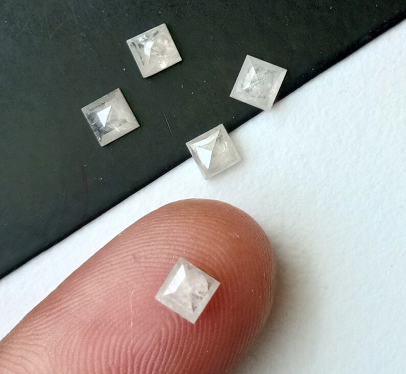 3.2-3.5mm White Diamond Princess Cut Natural White Sparkling - Etsy