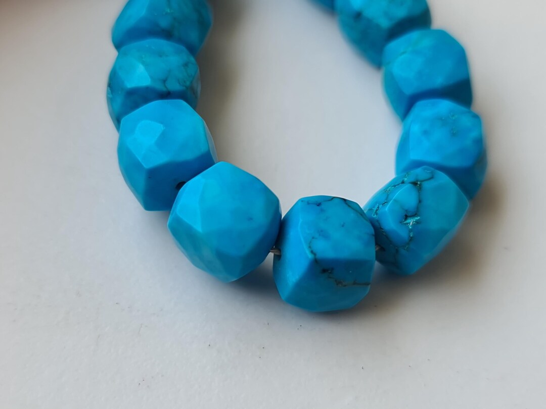 6-8mm Turquoise Faceted Cube Beads, Chinese Turquoise Box Beads ...