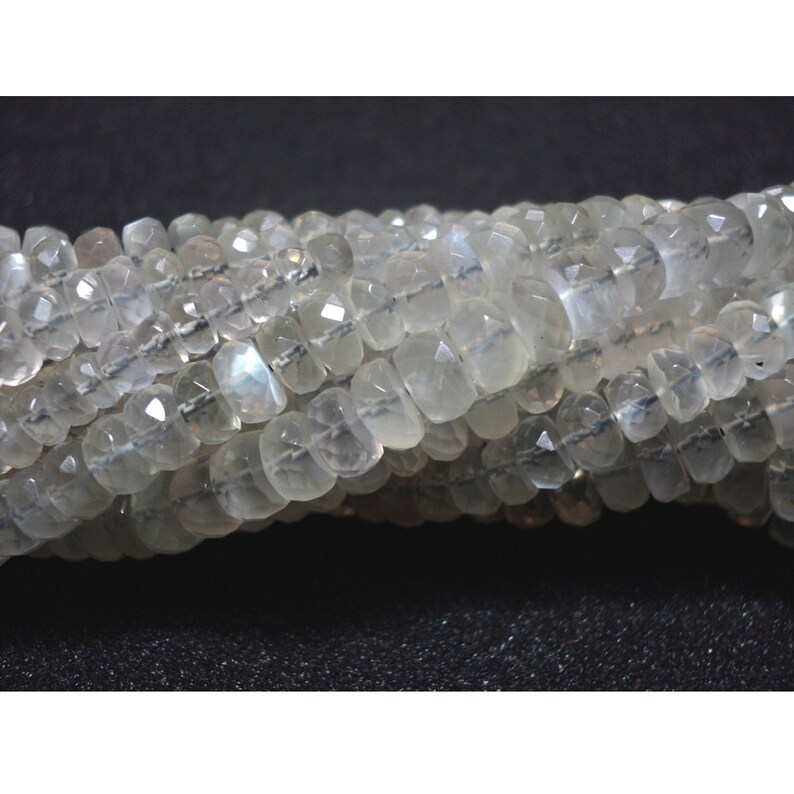 4mm African Moonstone Faceted Rondelle Beads, Faceted Rainbow Moonstone ...