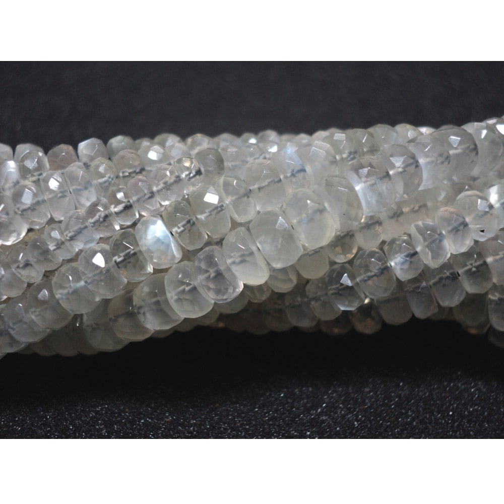 4mm African Moonstone Faceted Rondelle Beads, Faceted Rainbow Moonstone ...