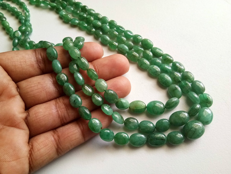5-11mm Emerald Oval Beads, Natural Emerald Plain Beads, Precious ...