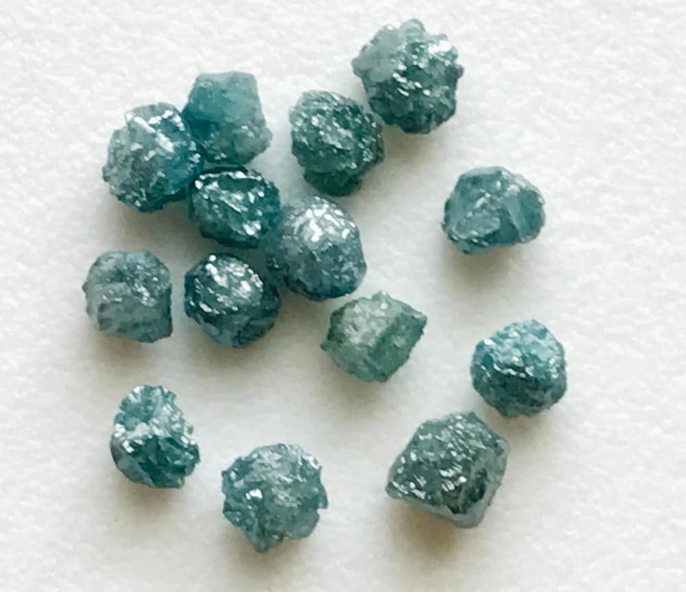 Parcel Raw Rough BLUE TEAL Diamonds Largest